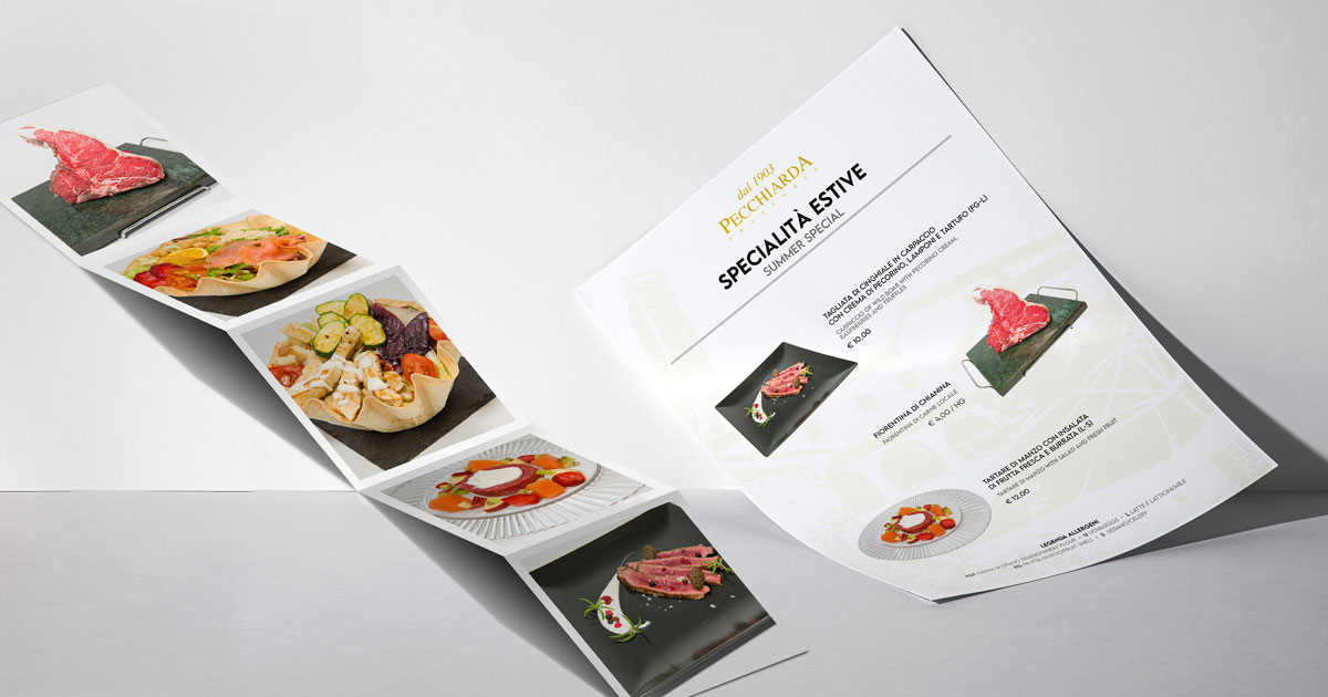 Fotografia, Grafica e Stampa Menù Estivo: Ristorante Pecchiarda